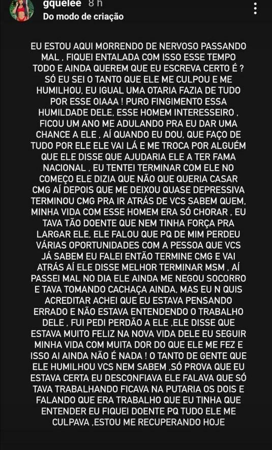 Ex-namorada de cantor diz ter sido trocada por Pabllo Vittar: 'Me senti ...