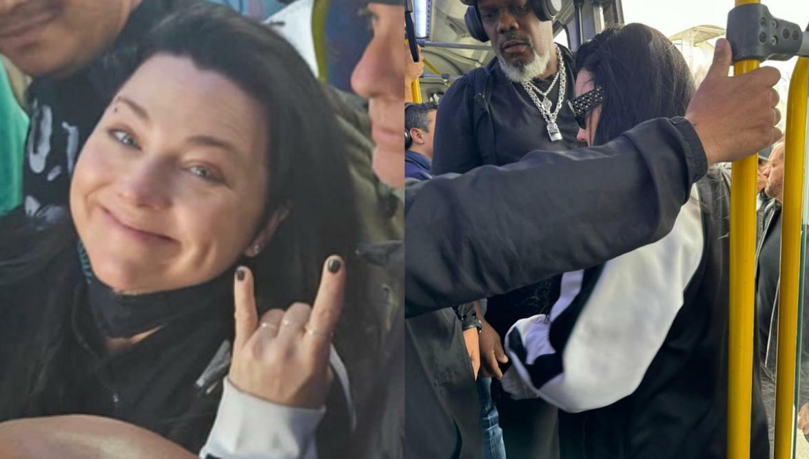 Amy Lee, do Evanescence, surpreende fãs ao andar de ônibus em São Paulo ...